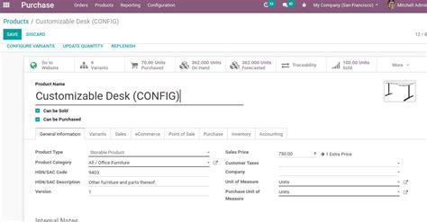 product configuration in odoo 13