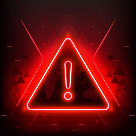 Premium Vector Attention Danger Hacking Neon Symbol On Red Map