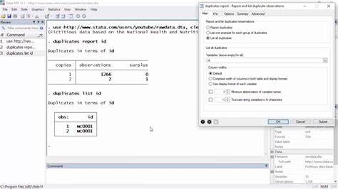 Data Management How To Identify And Remove Duplicate Observations Youtube