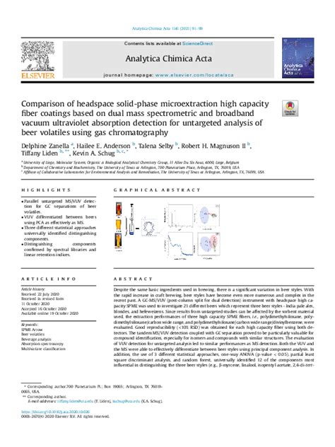 Pdf Comparison Of Headspace Solid Phase Microextraction With Simultaneous Steam Distillation