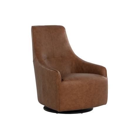 Carmine Swivel Lounge Chair Cognac Leather
