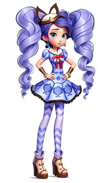 Premium Vector Young Girl Wearing A Purple Dress And Purple Stockings