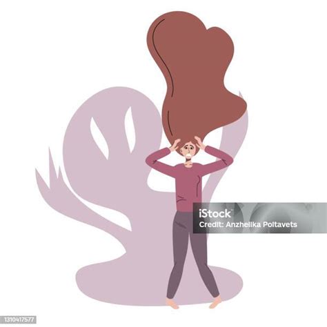불안 장애의 개념 정신 문제로 인해 두려움과 스트레스에 우울한 여자 플랫 선형 스타일의 벡터 그림 감정에 대한 스톡 벡터 아트 및 기타 이미지 Istock