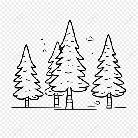 Line Drawing Of The Pine Trees Outline Sketch Vector Thick Lines Pine Trees Outline Art Thick