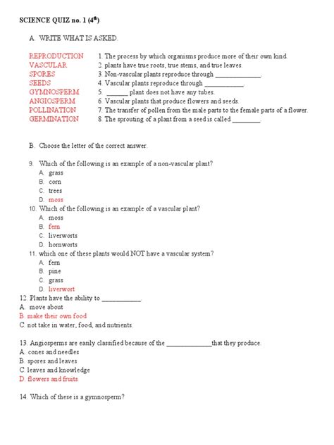 Science Quiz 1 To Answer Pdf