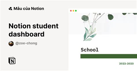 Notion Student Dashboard Mẫu Do Zoe Chong Tạo Thị Trường Notion