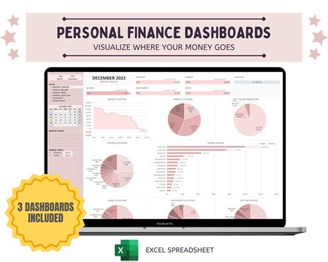 Personal Finance Dashboard Excel Financial Planner Expense Tracker