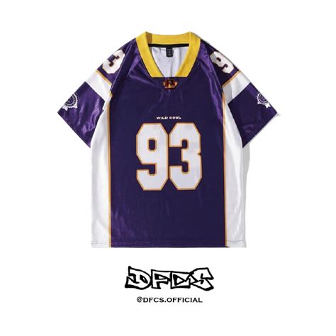 dfcs official美式街頭 復古數字亮面球衣短袖T恤 拼接色塊號碼設計V領上衣 夏季休閒穿搭 蝦皮購物