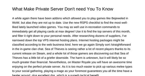 What Make Private Server Dont Desire You To Knowlnwfo Pdf Pdf DocDroid