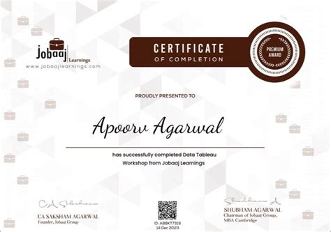 Completed Tableau Workshop And Got Certificate Apoorv Agarwal Posted