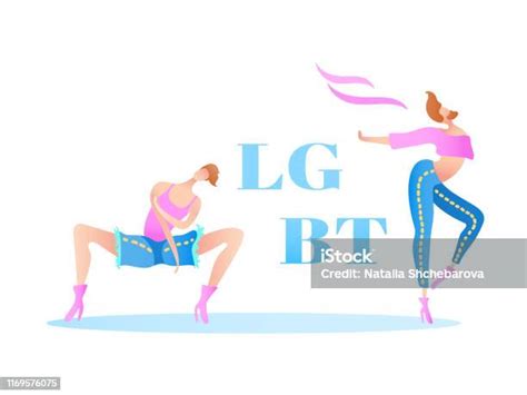 벡터 다채로운 그림 Lgbt 텍스트와 발 뒤꿈치에 유행 게이 남자 플랫 만화 스타일 고립 Lgbt 트랜스젠더 권리 개념 로고