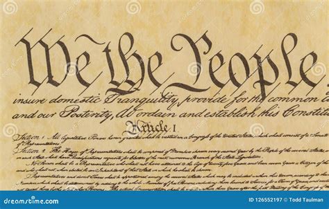 Preamble To The Us Constitution Behind Mount Rushmore Royalty Free