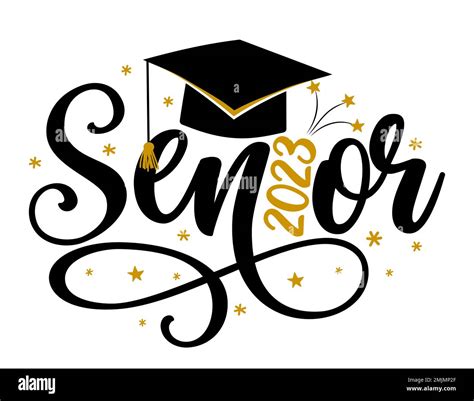 Senior 2023 Typography Blck Text Isolated White Background Vector