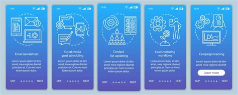 Marketing Automation Blue Onboarding Mobile App Page Screen Vector Template Software Platforms