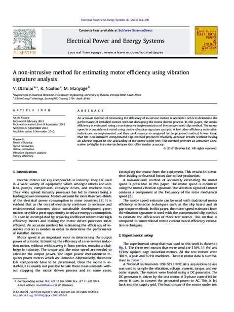 Pdf A Non Intrusive Method For Estimating Motor Efficiency Using