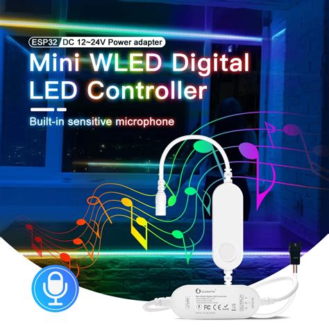 Gledopto Wled Esp32 Mini Led Controller Dc12 24v Rgb Ic Digital With Mic Sound Mode Dynamic