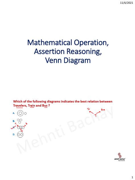 day 32 lecture 2 mathematical operation assertion reasoning venn