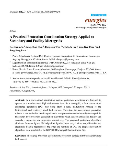 Pdf A Practical Protection Coordination Strategy Applied To Secondary