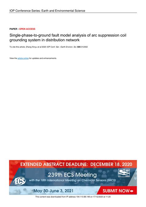Pdf Single Phase To Ground Fault Model Analysis Of Arc Suppression