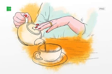 Woman Pouring Tea Into A Cup Illustrations Ft Tea And Drinking Envato