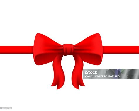 빨간 3d 활 흰색 배경에 현실적인 활과 빨간색 리본 벡터 그림입니다 공단에 대한 스톡 벡터 아트 및 기타 이미지 공단 기념일 놀라움 Istock
