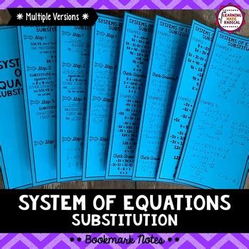 Systems Of Equations Substitution Bookmark Notes By Learning Made Radical