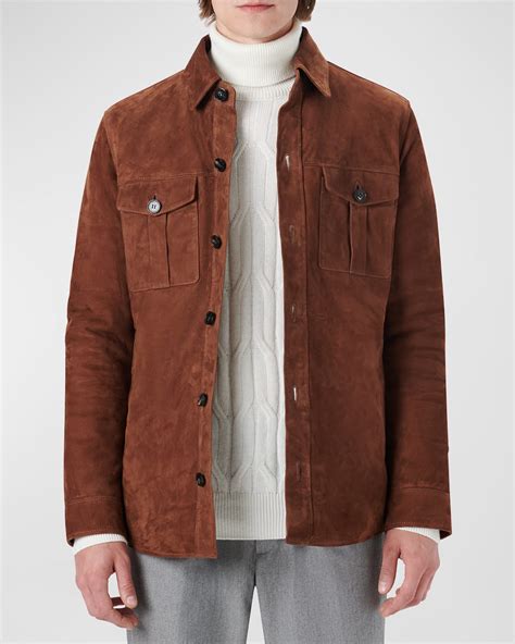Canali Mens Suede Shirt Jacket Neiman Marcus