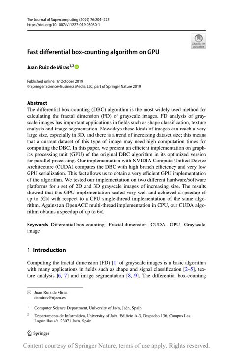 fast differential box counting algorithm on gpu request pdf