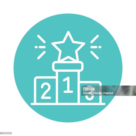 우승자 연단 벡터 윤곽선 원 디자인 아이콘 흰색 배경에 수상 기호 Eps 10 파일 0명에 대한 스톡 벡터 아트 및 기타 이미지 0명 3차원 형태 강단 Istock