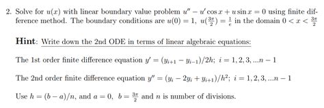 Solved 2 Solve For Ux With Linear Boundary Value Problem