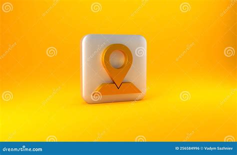 Gold Map Pin Icon Isolated On Yellow Background Navigation Pointer