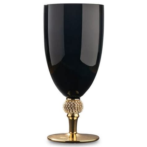 Madison Decor 18oz Black And Gold Wine Glass Goblets With Crystal