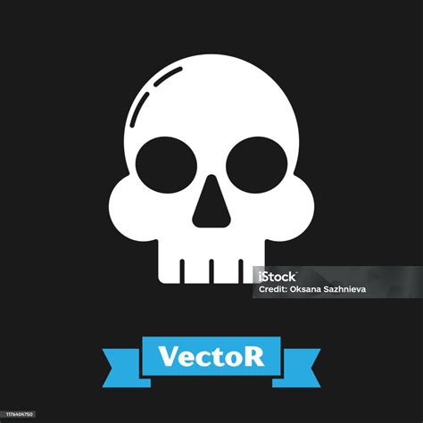 검은 색 배경에 격리 된 흰색 두개골 아이콘입니다 해피 할로윈 파티 벡터 일러스트레이션 고딕 양식에 대한 스톡 벡터 아트 및 기타 이미지 Istock