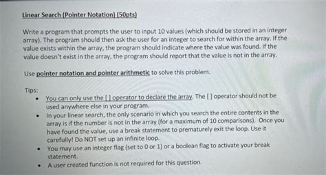 Solved Linear Search Pointer Notation 50pts Write A