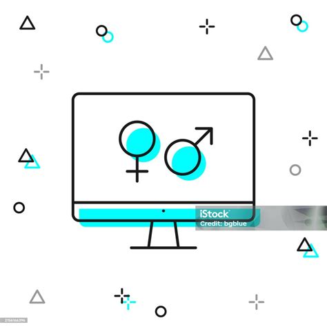 성별 기호가 있는 데스크톱 컴퓨터 흰색 배경에 선 아이콘 0명에 대한 스톡 벡터 아트 및 기타 이미지 0명 개념 검은색 Istock