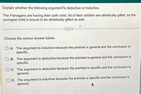 Solved Explain Whether The Following Argument Is Deductive