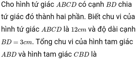 Solved Cho HÃ¬nh Tá© GiÃ¡c Abcd CÃ³ Cáº¡nh Bd Chia Tá© GiÃ¡c Ä‘Ã³