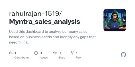 Github Rahulrajan 1519myntrasalesanalysis Used This Dashboard To Analyze Company Sales