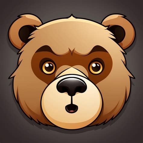 Diseño Vectorial De Imágenes Prediseñadas De Cara De Oso De Dibujos Animados Vector Premium