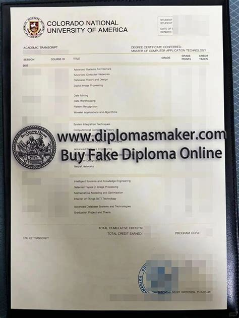 Buy Fake Colorado National University Of America Transcript