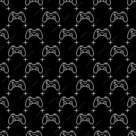 Premium Vector Wireless Video Game Controller Vector Gamepad Black Seamless Pattern In Outline