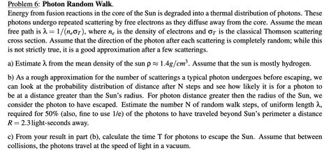 Problem 6 Photon Random Walk Energy From Fusion
