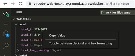 No Variables Context Menus In Web Issue 107310 Microsoft Vscode