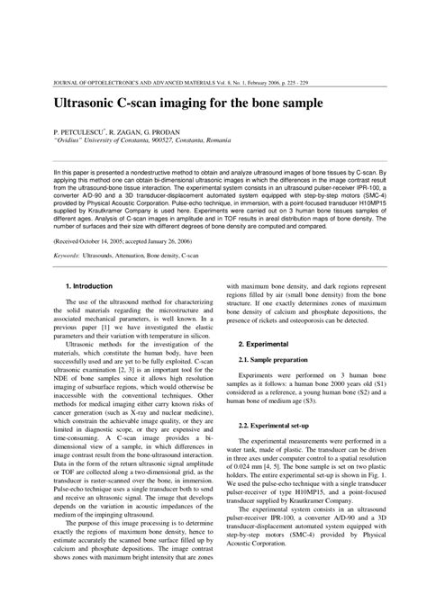 PDF Ultrasonic C Scan Imaging For The Bone Sample