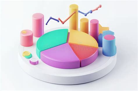 Colorful 3d Pie Chart And Bar Graph Data Visualization Business Infographic Stock Illustration