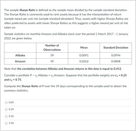 Answered The Sample Sharpe Ratio Is Defined As Bartleby