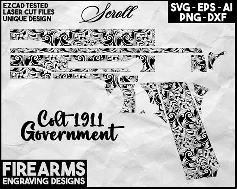 Custom Scroll Work Laser Engraving Pattern Design For Colt1911 Firearms