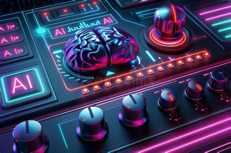 Ai Control Panel With Glowing Circuits High Tech Digital Illustration Vibrant Colors