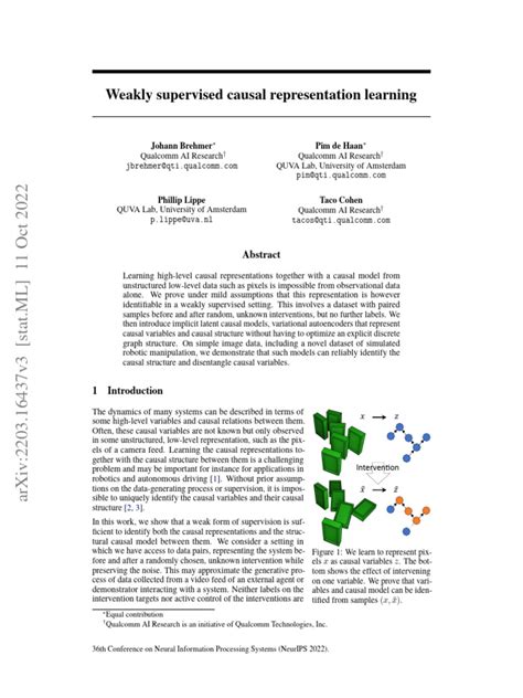 Weakly Supervised Causal Representation Learning Pdf Causality Mathematics