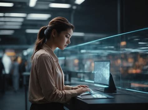 premium photo side view of the female working with computer